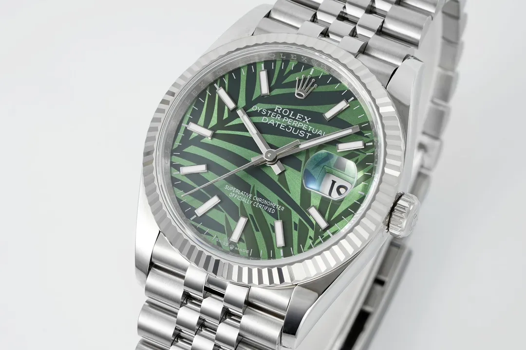 Replica VS Factory Super Clone Rolex Datejust 36mm Green Palm Motif ...
