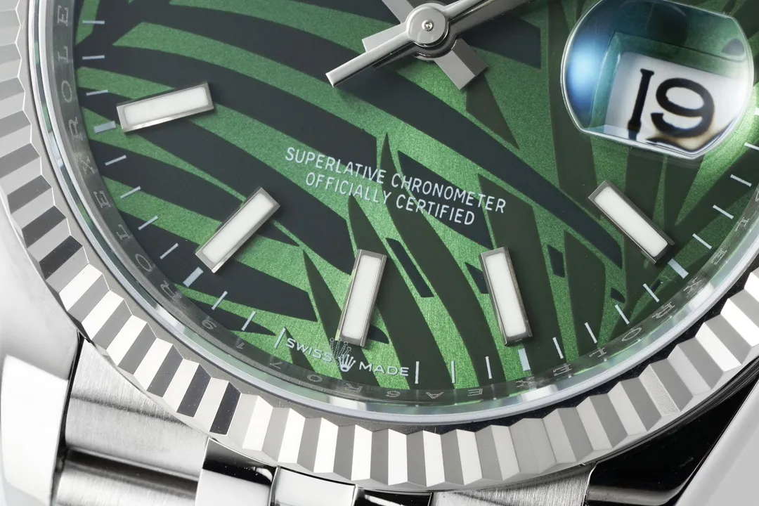 Replica VS Factory Super Clone Rolex Datejust 36mm Green Palm Motif ...
