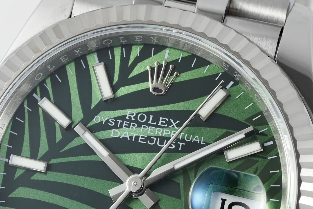 Replica VS Factory Super Clone Rolex Datejust 36mm Green Palm Motif ...