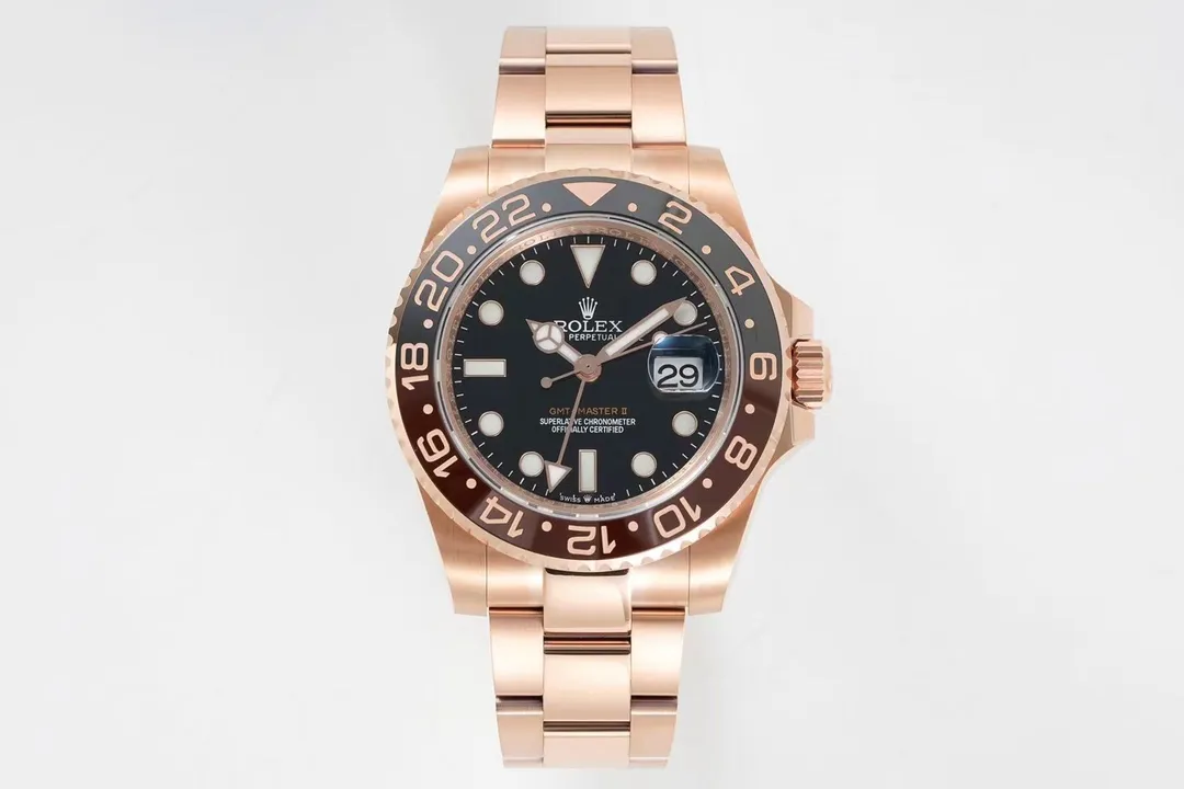 Replica AR Factory Rolex GMT-Master II Everose Gold Black Dial Root ...