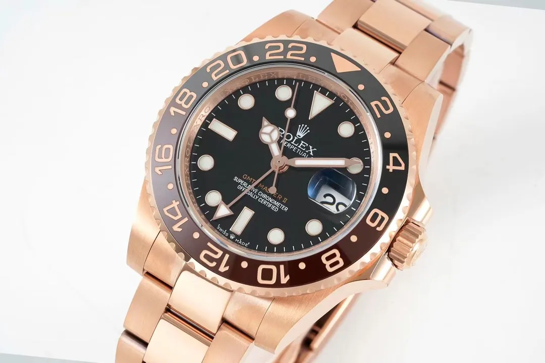 Replica AR Factory Rolex GMT-Master II Everose Gold Black Dial Root ...