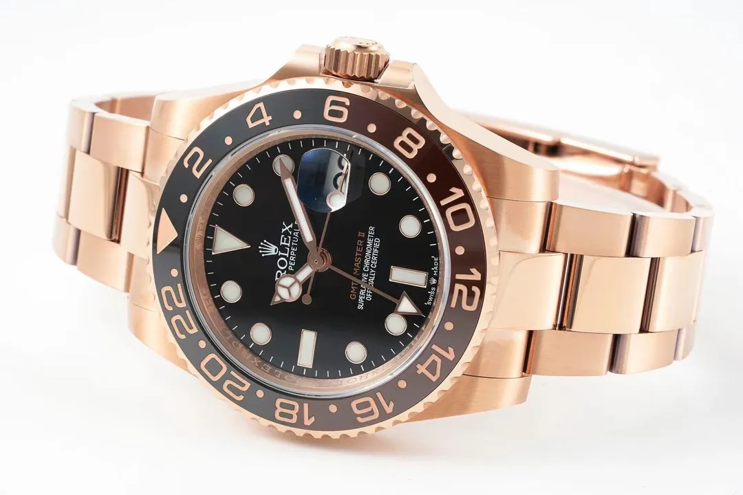 Replica AR Factory Rolex GMT-Master II Everose Gold Black Dial Root ...