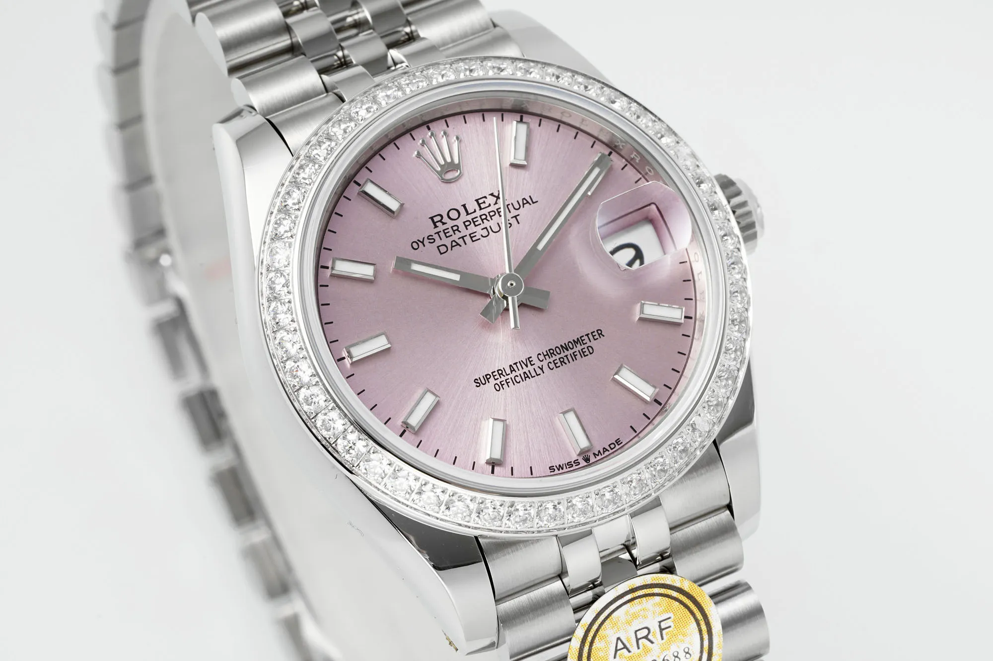 Replica AR Factory Rolex Datejust 31mm Pink Dial Diamond Bezel ...